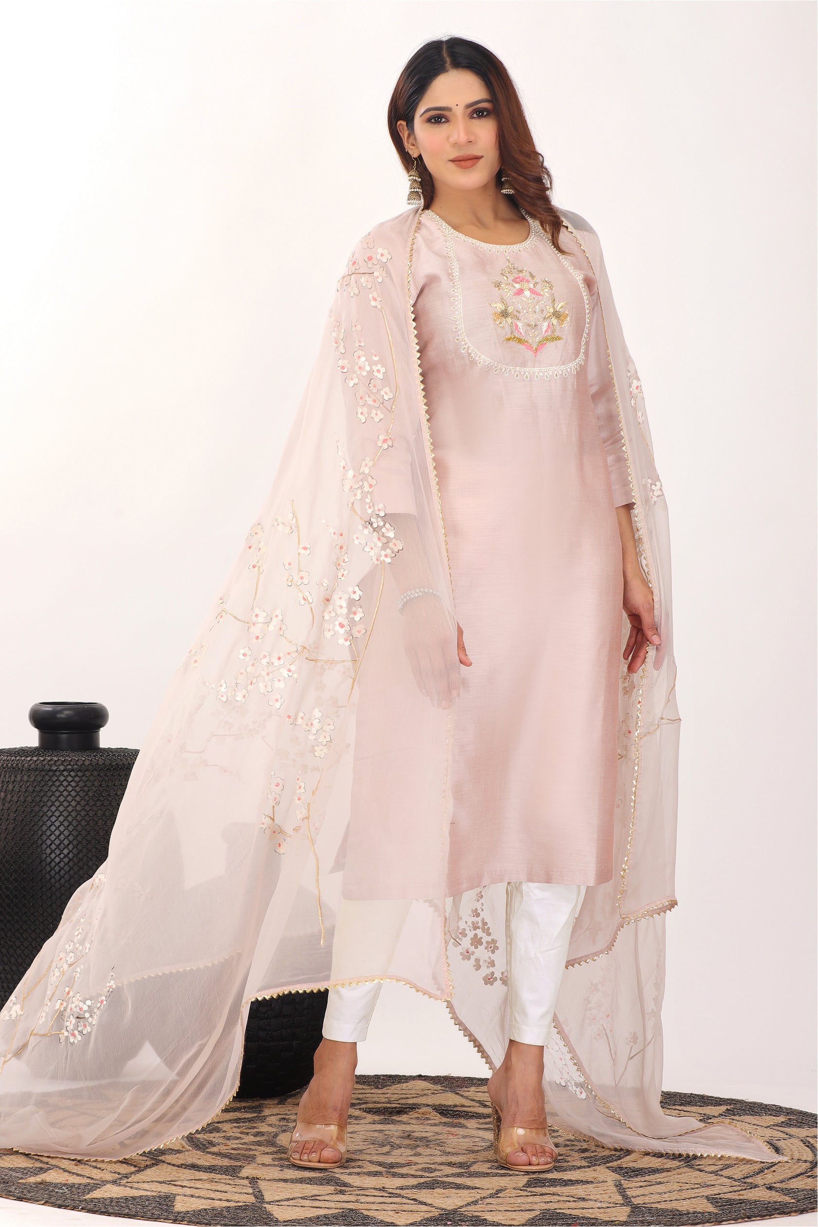 Hand Painted Apple Blossom Suit Set – Sanjoni
